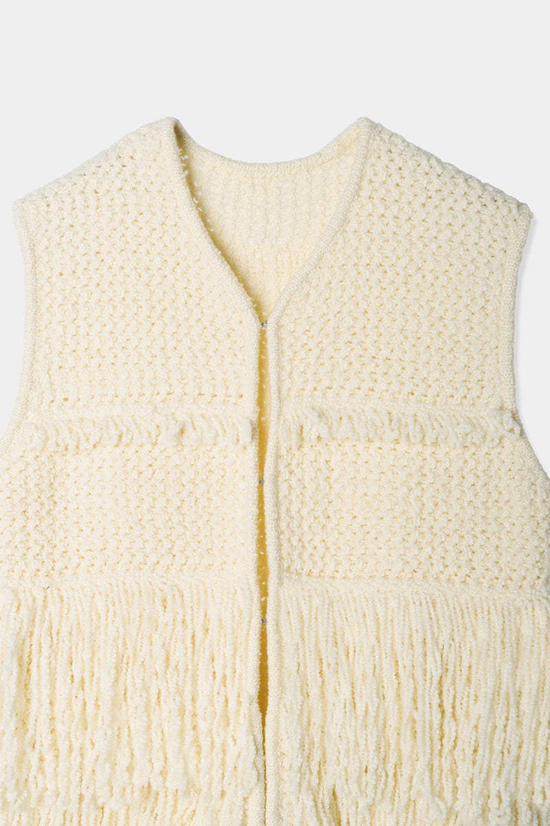 slab yarn fringe vest – louren store